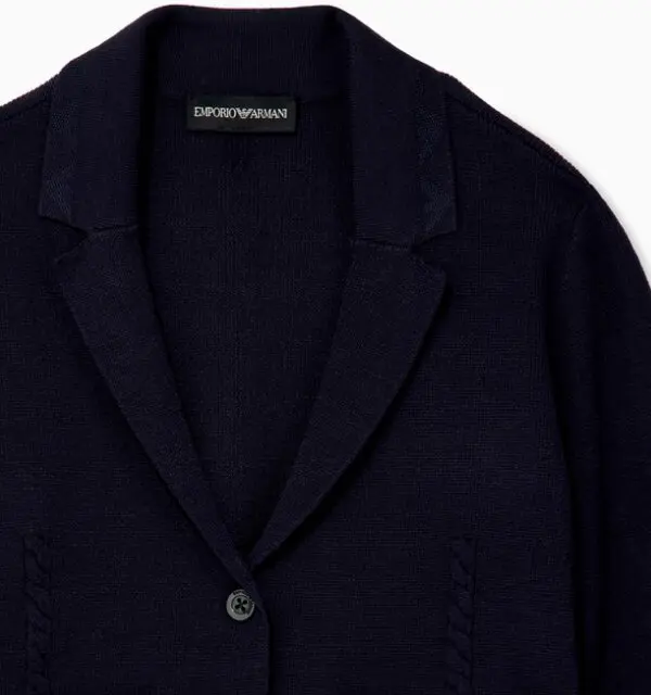 Emporio Armani Viscose Knit Blazer With A Lapel Collar And Braided Pockets