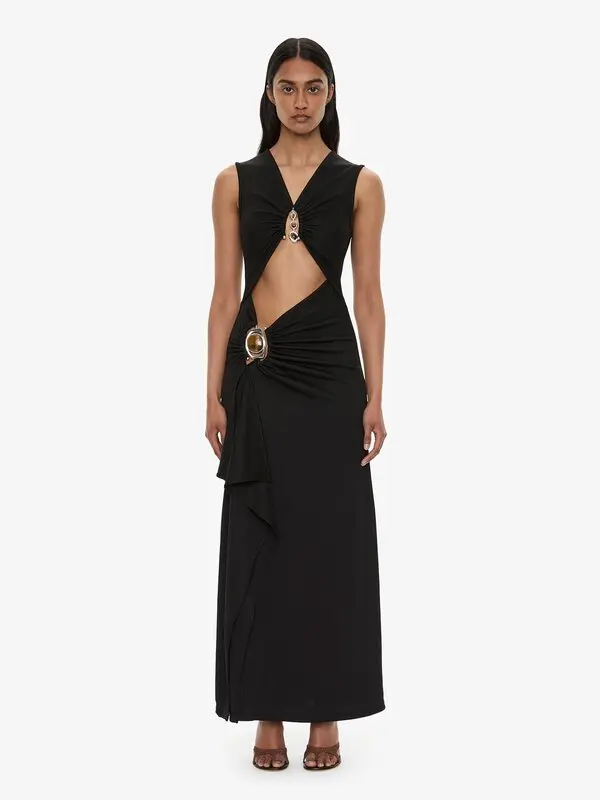Christopher Esber Droplet Crystal Separation Tank Dress - Black