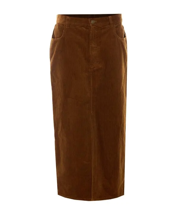 Isabel Marant Étoile Corduroy Maxi Skirt With Logo Patch - Brown