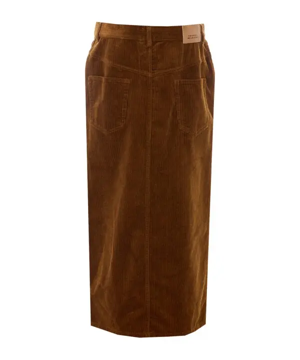 Isabel Marant Étoile Corduroy Maxi Skirt With Logo Patch - Brown