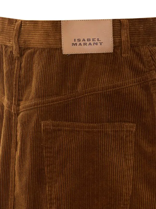Isabel Marant Étoile Corduroy Maxi Skirt With Logo Patch - Brown