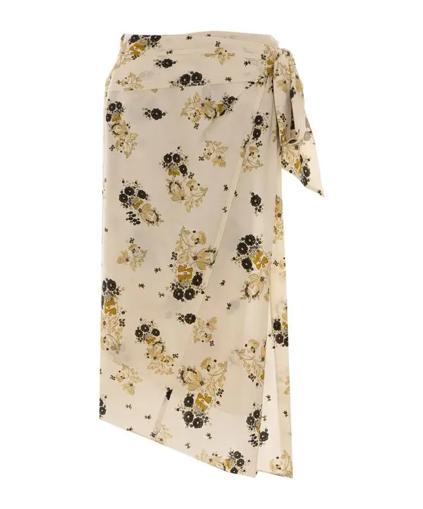 Isabel Marant Étoile Floral Printed Side Slit Skirt - Off White