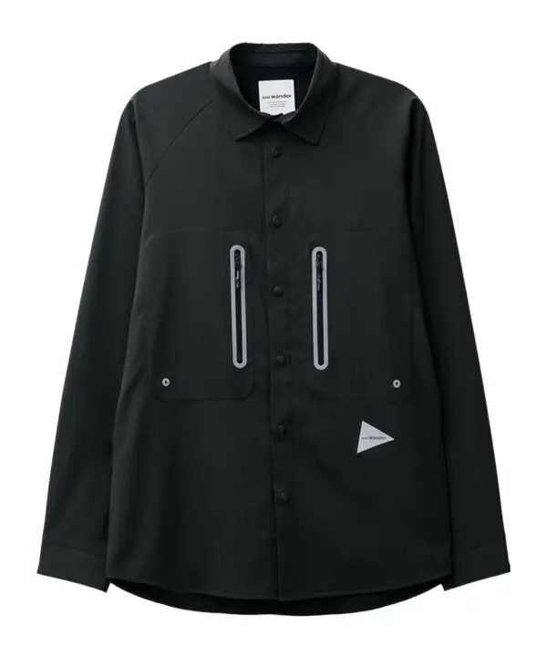 AND WANDER Long-sleeved Collared Shirt - Black