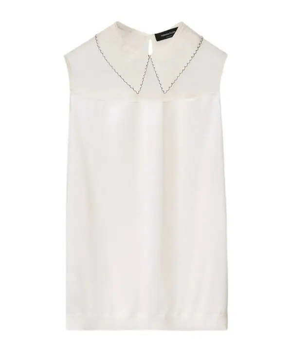 Fabiana Filippi Sleeveless Knit Top With Peter Pan Collar