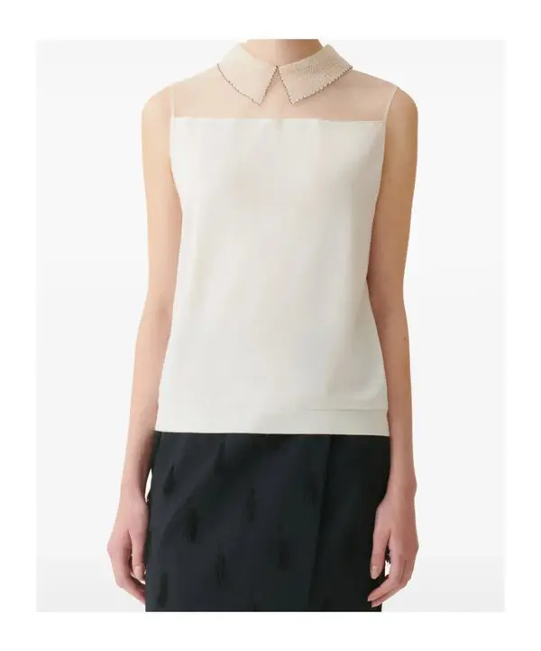 Fabiana Filippi Sleeveless Knit Top With Peter Pan Collar