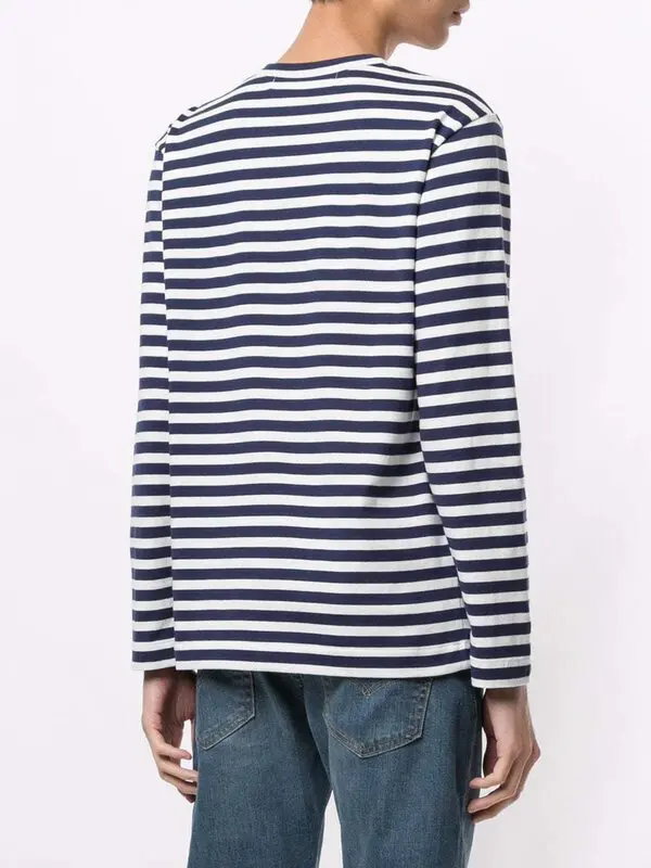 Play Comme Des Garcon Heart Appliquéd Striped T-shirt