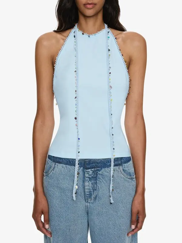 Christopher Esber Beach Quartz Halter Lycra Top - Blue