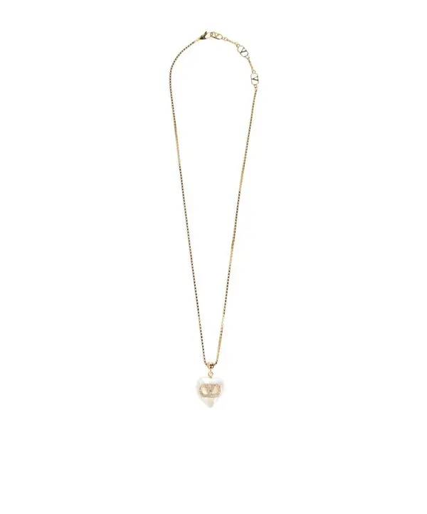 Valentino Garavani Vlogo Strass Heart Pendant Necklace - Gold