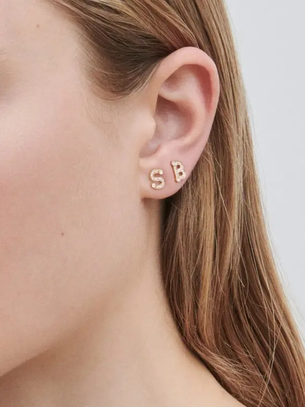 Sophie Bille Brahe 18kt Gold Petite B Stud Earring