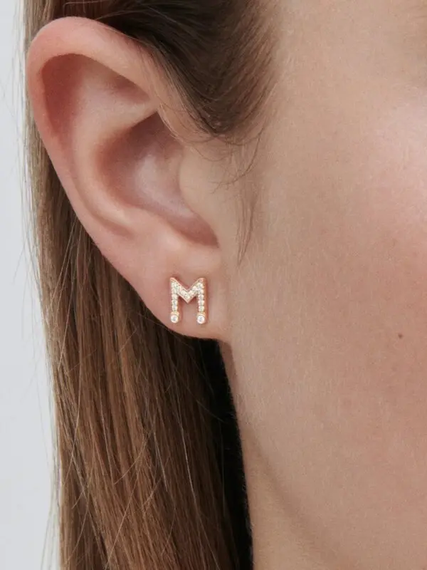 Sophie Bille Brahe 18kt Gold Petite M Stud Earring