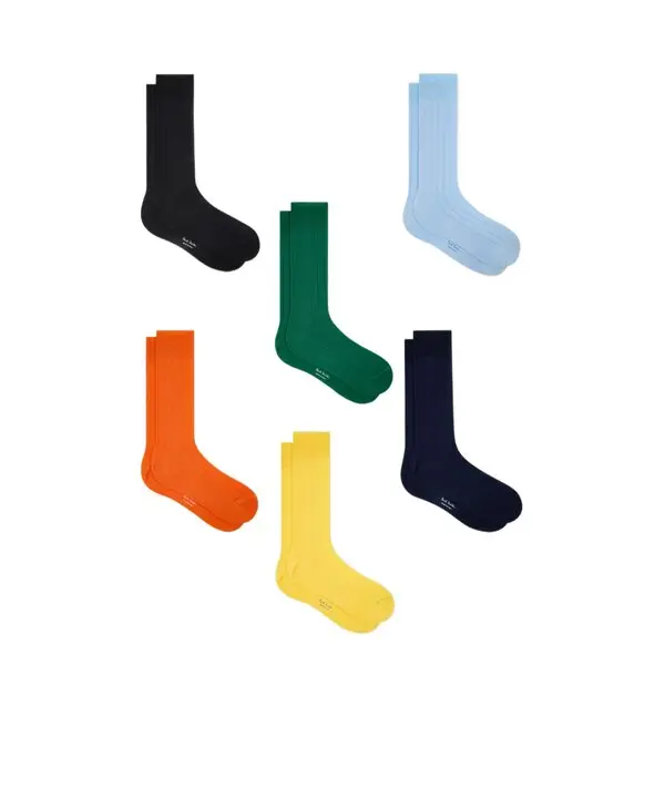 Paul Smith Multicolour Ribbed Socks Six Pack - Black