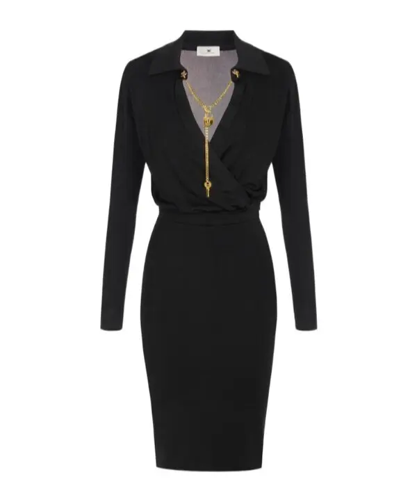 Elisabetta Franchi Long-sleeved Dress - Black