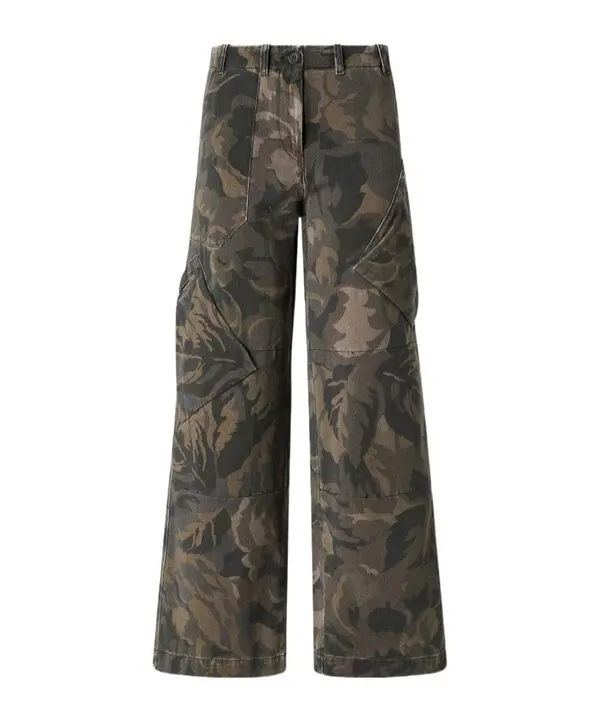 Pinko Camouflage-print Wide-leg Cargo Pants
