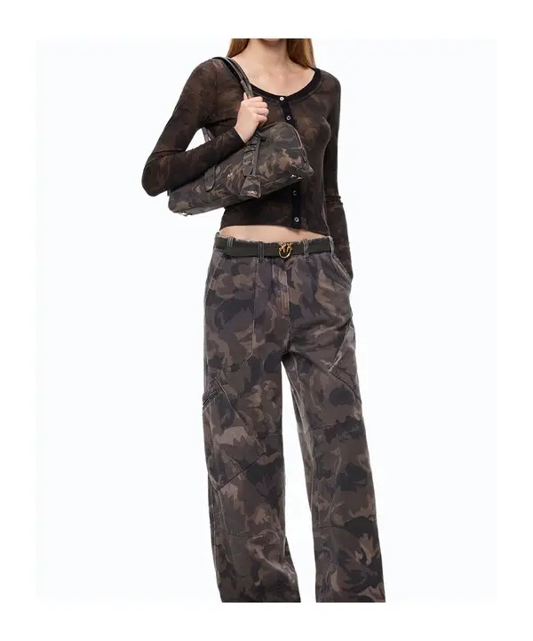 Pinko Camouflage Print Wide-leg Cargo Pants