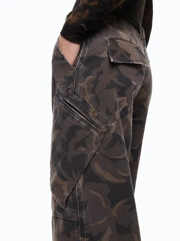 Pinko Camouflage Print Wide-leg Cargo Pants