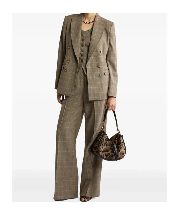 Etro Stretch Wool Trousers With Prince Of Wales Motif - Light Brown