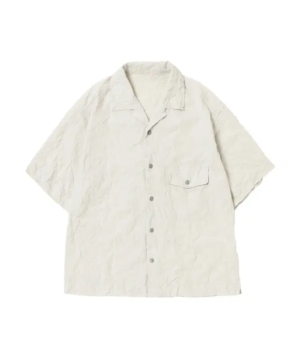 AND WANDER Pleated Short-sleeved Shirt - White