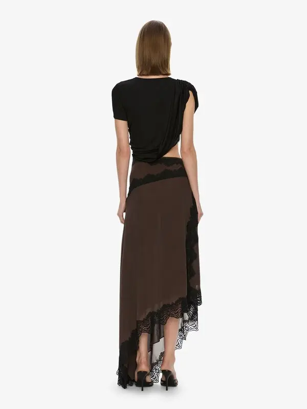 Christopher Esber Twisted Tee Dress With Lace Inserts - Husk/ Black