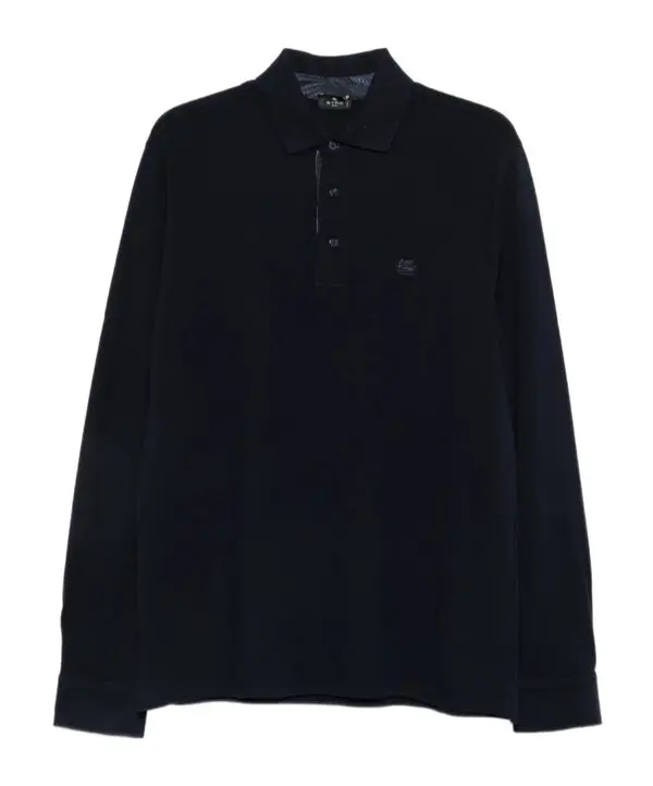 Etro Logo-embroidered Long-sleeve Polo Shirt