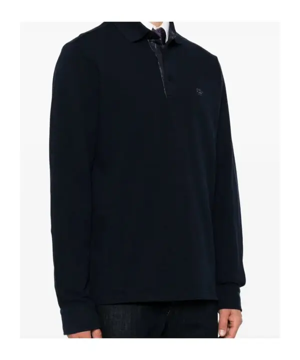 Etro Logo-embroidered Long-sleeve Polo Shirt