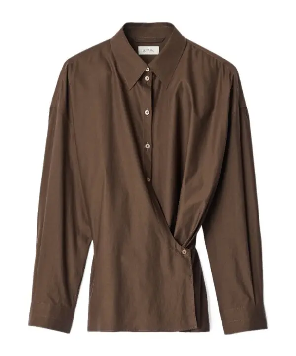 LEMAIRE Twisted-front Shirt - Truffle