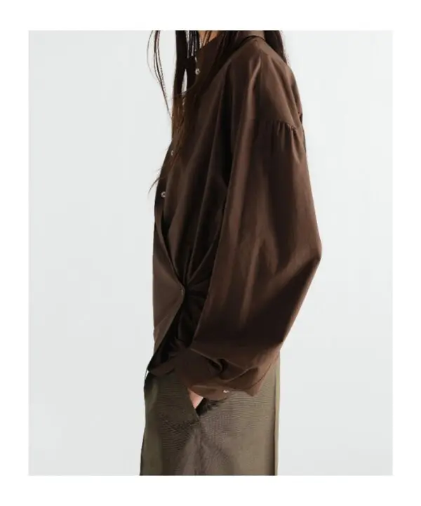 LEMAIRE Twisted-front Shirt - Truffle