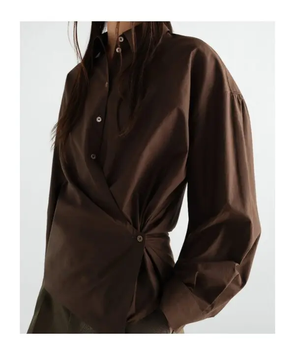 LEMAIRE Twisted-front Shirt - Truffle
