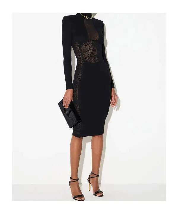 Elisabetta Franchi Knit And Lace Dress