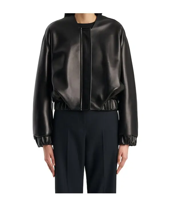 Khaite Cropped Leather Jacket