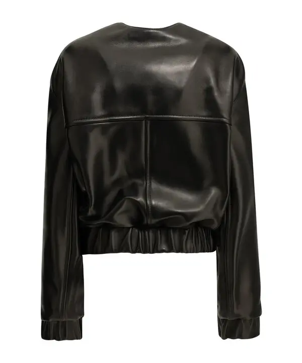 Khaite Leather Zip-up Cropped Jacket - Black