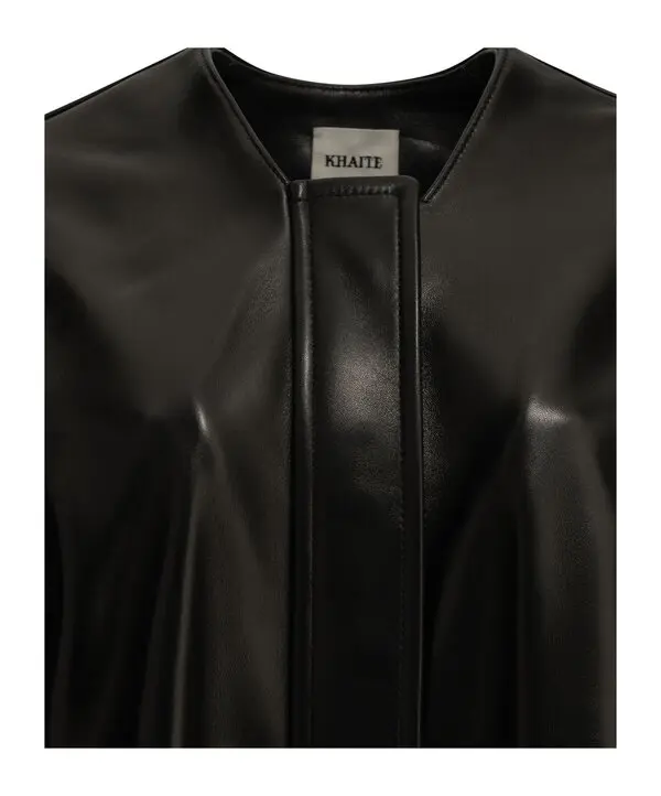 Khaite Leather Zip-up Cropped Jacket - Black