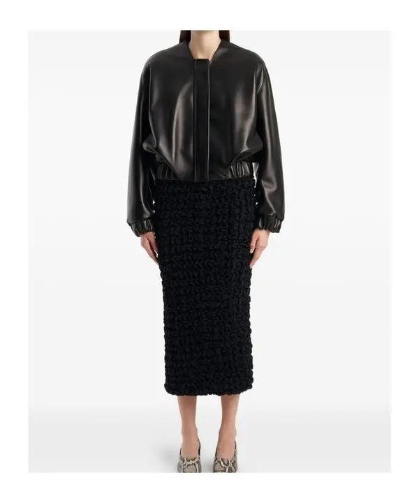 Khaite Leather Zip-up Cropped Jacket - Black