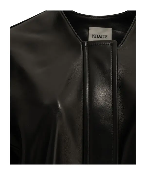 Khaite Leather Zip-up Cropped Jacket - Black