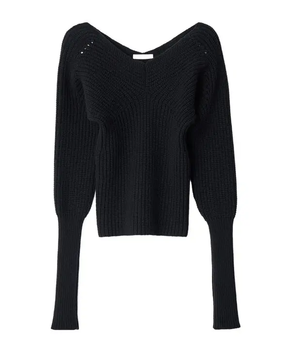 LEMAIRE Off-shoulder Sweater In Worsted Wool