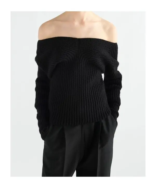 LEMAIRE Off-shoulder Sweater In Worsted Wool