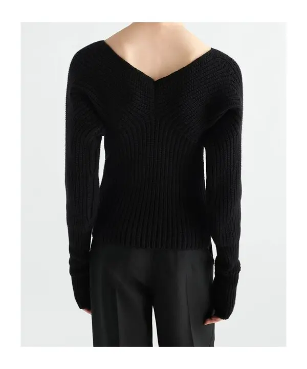 LEMAIRE Off-shoulder Sweater In Worsted Wool
