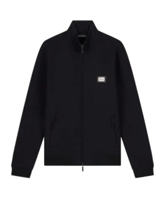 Emporio Armani Modal Jersey Full-zip Sweatshirt With Logo Plaque