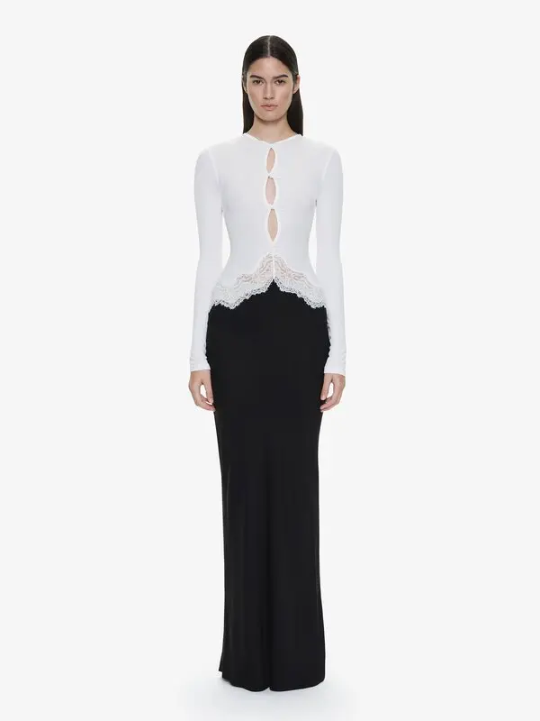 Christopher Esber Open Twist Verner Lace Maxi Dress - White/ Black