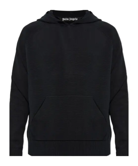 Palm Angels Long-sleeve Hooded Sweatshirt With Kangaroo Pocket