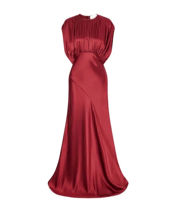 Tove Satin Pleated Long Skirt