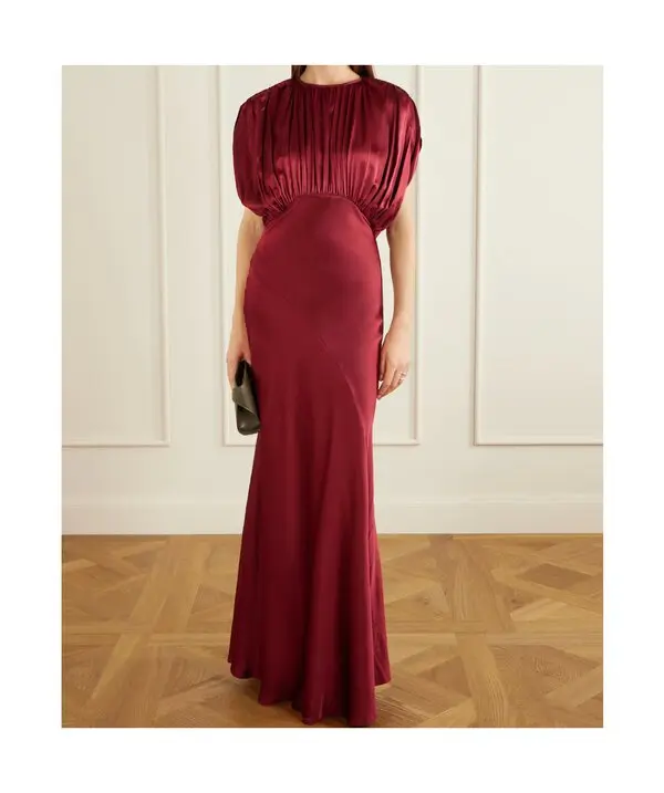Tove Satin Pleated Long Skirt