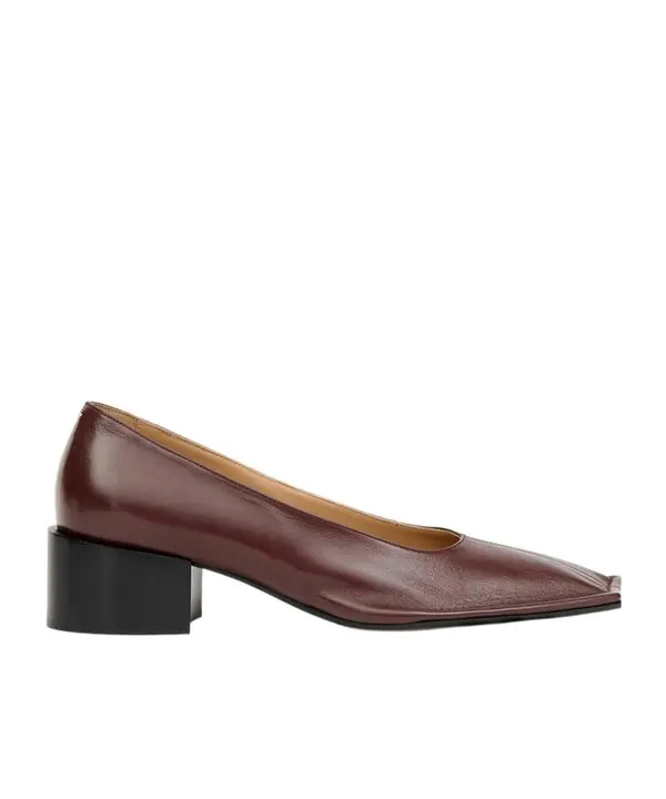 MAISON MARGIELA Piped Square Toe Block Heel Pumps - Adobe Brown
