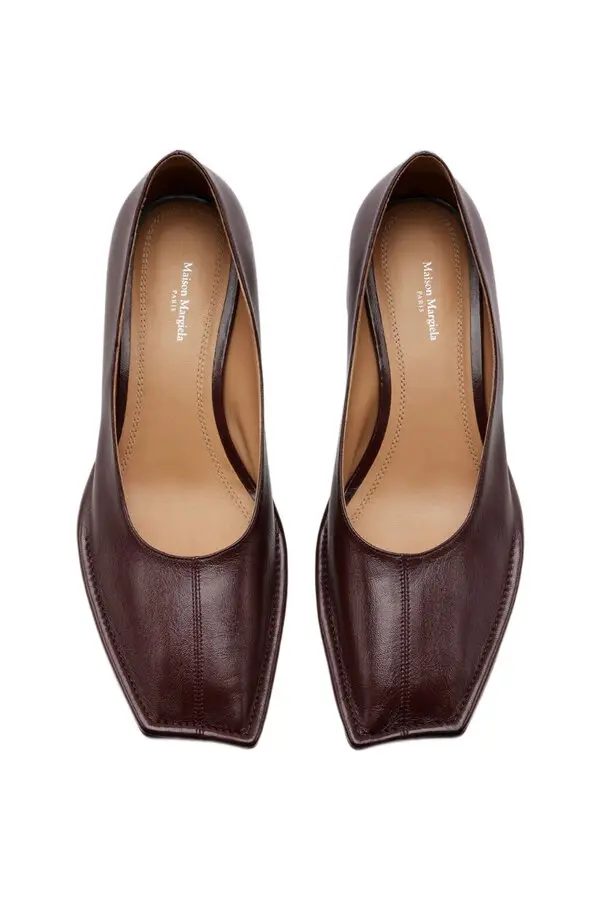 MAISON MARGIELA Piped Square Toe Block Heel Pumps - Adobe Brown