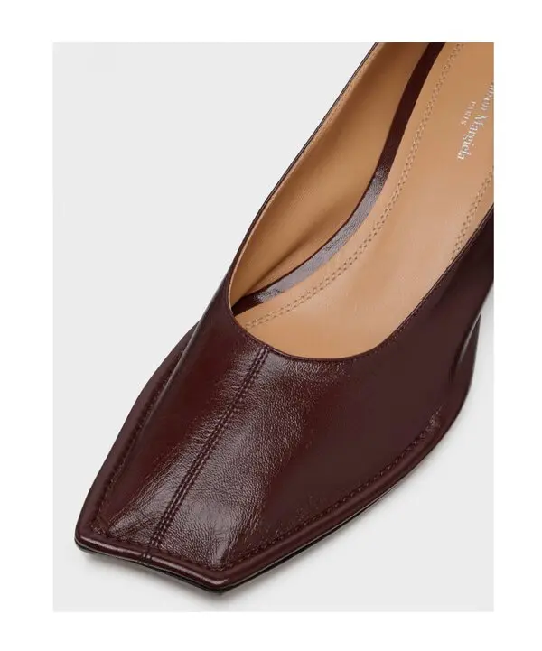 MAISON MARGIELA Piped Square Toe Block Heel Pumps - Adobe Brown
