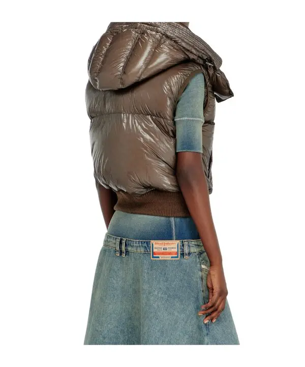 DIESEL® Down Vest In Ripstop With Detachable Hood