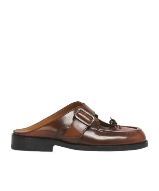 Marni Buckled Lace-up Sabots - Brown