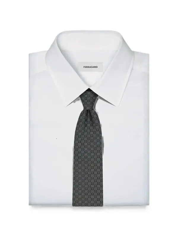 FERRAGAMO Gancini Silk Jacquard Tie