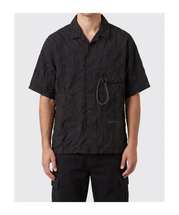 AND WANDER Pleated Short-sleeved Shirt
