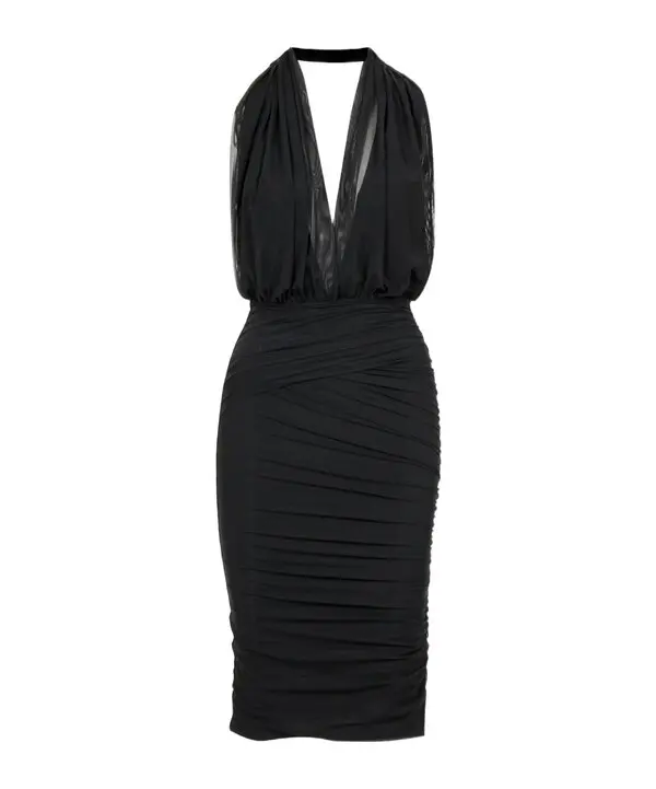 AMAZUIN Transparent Pleated Midi Dress