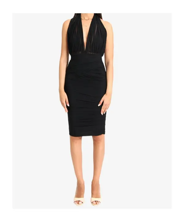 AMAZUIN Transparent Pleated Midi Dress